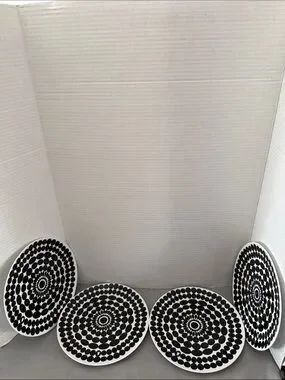 French Bull | Dining | French Bull Set Of 4 Melamine Black White Round ...
